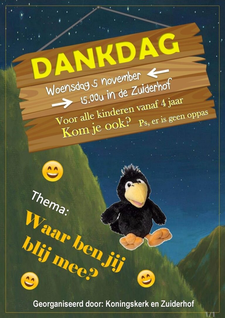 Woensdag 5 november 2025 – kinderdienst dankdag om 15.00 uur